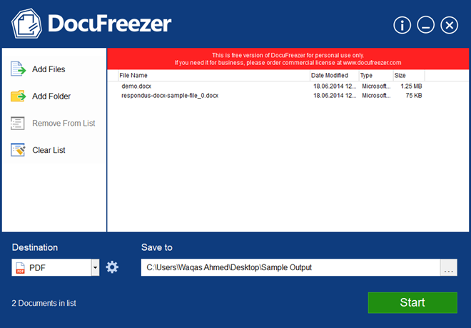 DocuFreezer - Chuyển đổi các định dạng tài liệu Office sang PDF và hình ảnh