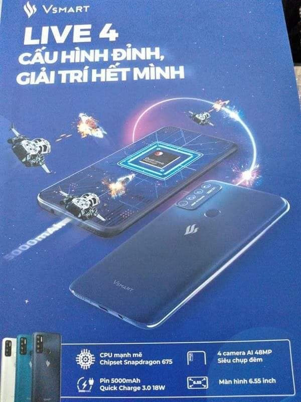 Vsmart Live 4 rò rỉ toàn bộ: Snapdragon 675, pin 5000mAh, 4 camera, màn ...