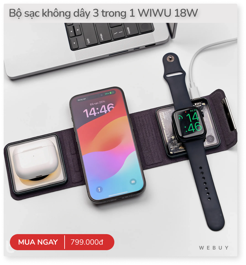 Dock sạc 3 trong 1 gấp gọn giá chỉ 900.000đ siêu hợp với ai có đủ combo ...