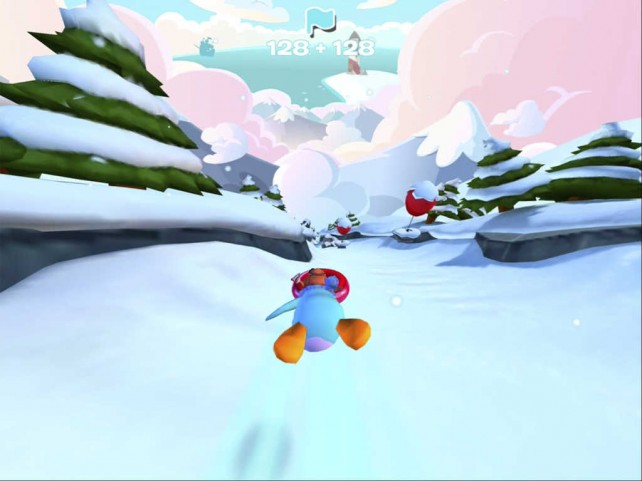 Club Penguin Sled Racer - Game trượt tuyết phong cách chim cánh cụt