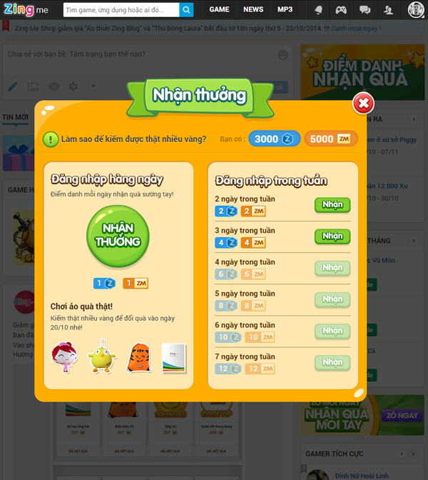 5 triệu game thủ hăng hái làm nhiệm vụ trên Zing Me