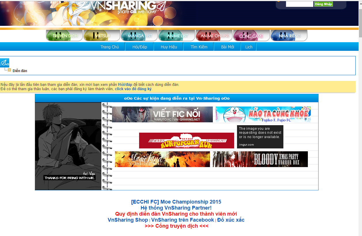 Diễn đàn truyện tranh lớn nhất Việt Nam Vn-Sharing tạm thời hồi sinh