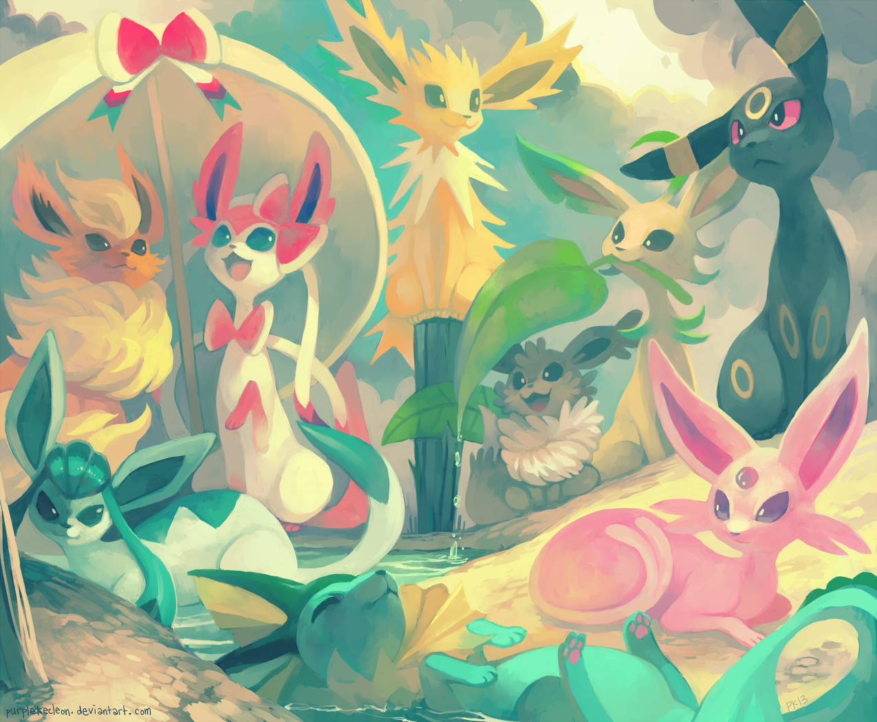 Bộ tranh vẽ tuyệt đẹp về Eeveelution, dòng họ độc nhất vô nhị trong thế ...
