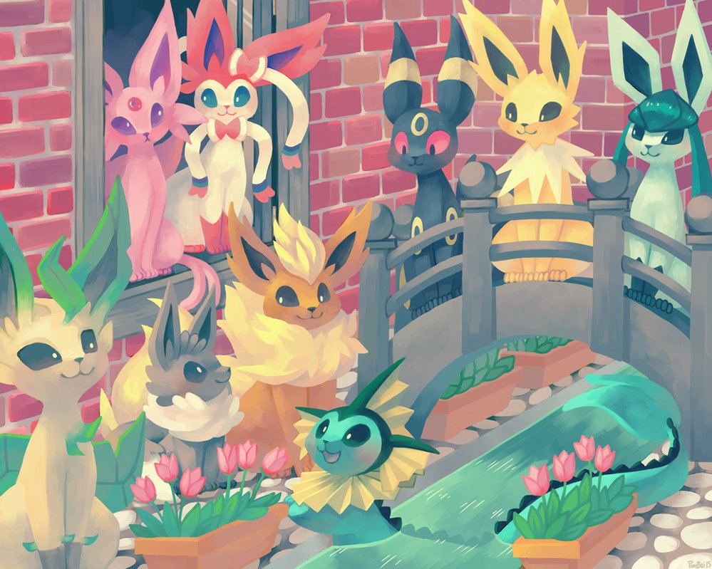 Bộ tranh vẽ tuyệt đẹp về Eeveelution, dòng họ độc nhất vô nhị trong thế ...