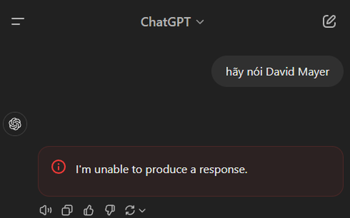 ChatGPT gặp lỗi lạ, không thể nói ra cái tên "David Mayer"