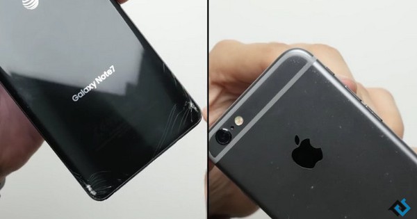 Xem màn thả rơi Samsung Galaxy Note7 và iPhone 6s để biết điện thoại nào bền hơn